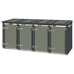 M&uuml;lltonnenbox Weka "Killarney", gr&uuml;ngrau, anthrazit, B:300cm H:127cm T:92cm, Massivholz, Aufbewahrungsboxen, Metall pulverbeschichtet, f&uuml;r 4 M&uuml;lltonnen, BxTxH: 300x92x127 cm