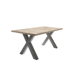 M&auml;usbacher Esstisch M&Auml;USBACHER "Mister", braun (tischplatte: sandeichefarben), B:160cm H:77cm T:90cm, Tische, Esstisch, mit Auszug (160-210 cm), Gestell in X-Form