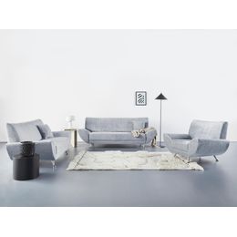 Polstergarnitur Home Affaire "Saltare elegant & komfortabel,, 3-2-1, bequem, Designfu&szlig;", grau (grau, blau), H:78cm T:82cm, 100% Polyester, Sitzm&ouml;bel-Sets