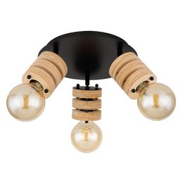 Globo LIGHTING Deckenspot "ANGELINE", schwarz matt, 3, &Oslash; 28cm H: 17,5cm, 1 Stk., Leuchten, Strahler schwarz matt, MDF braun, f&uuml;r Innenr&auml;ume, Deckenspot