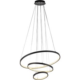 JUST LIGHT LED Deckenleuchte "CERCHI", schwarz, 1, &Oslash; 60,5cm H: 100cm, 1 Stk., Leuchten, Ringe &Oslash;230 / &Oslash;390 / &Oslash;610mm, LED Deckenleuchte