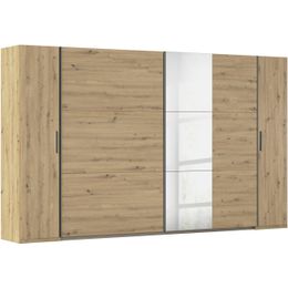 Schwebet&uuml;renschrank Rauch "Kleiderschrank Dreht&uuml;renschrank Schrank Garderobe KRONACH", beige (eiche artisan, griffleisten grau, mit 1 spiegel), B:354cm H:210cm T:59cm, Holzwerkstoff, Schr&auml;nke, Schwebet&uuml;renschrank, Kombischrank optional mit 1 oder 2 Spiegel viele B&ouml;den MADE IN GERMANY