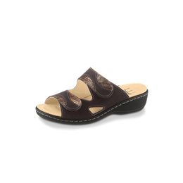 Pantolette Belvida, Damen, Gr. 37, gold (schwarz, goldfarben), Nubukleder, Schuhe Pantolette