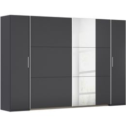 Schwebet&uuml;renschrank Rauch "Kleiderschrank Dreht&uuml;renschrank Schrank Garderobe KRONACH", graumetallic, griffleisten alu, mit 1 spiegel, B:311cm H:210cm T:59cm, Holzwerkstoff, Schr&auml;nke, Schwebet&uuml;renschrank, Kombischrank optional mit 1 oder 2 Spiegel viele B&ouml;den MADE IN GERMANY