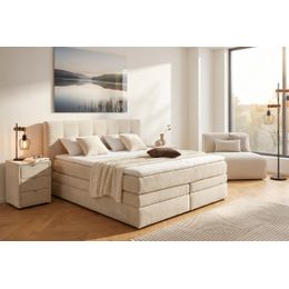 Jockenh&ouml;fer Boxspringbett JOCKENH&Ouml;FER GRUPPE "Amy in Cord", beige 426, 07, L:217cm, Bezug Bett: Cordstoff (100% Polyester);Topper und Matratzenspiegel: 100% Polyester, Komplettbetten, Boxspringbett, mit Bettkasten und Kaltschaum-Topper, erh&auml;ltlich in 120, 140 & 180cm