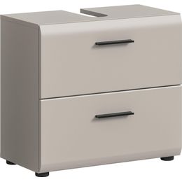 Waschbeckenunterschrank Welltime "FLORENZ, Breite 60 cm, 2 Schubk&auml;sten,ink. Siphonausschnitt", kaschmir, B:60cm H:55cm T:30cm, FSC-zertifizierter Holzwerkstoff, MDF, Schr&auml;nke, Waschbeckenunterschrank, hochwertige MDF Front, Griff schwarz, Badschrank, Bad