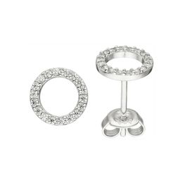 Paar Ohrstecker Jobo, silber (silber 925, wei&szlig;), Ohrringe, Damen, 7,7mm, Silber 925 (Sterlingsilber), 925 Silber mit 36 Zirkonia 7,7 mm