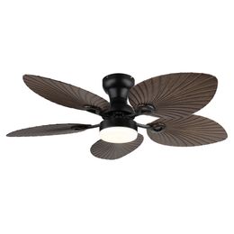Globo LIGHTING Deckenleuchte "ELISE", schwarz matt, &Oslash; 107cm H: 28,5cm, 1 Stk., Leuchten, Ventilator k&uuml;hlen-heizen holzoptik CCT 3000/4500/6000K, Deckenleuchte