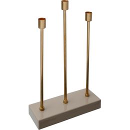 Kerzenst&auml;nder Kayoom "Kerzenhalter Art Deco 325", grau (taupe, goldfarben), B:9cm H:39,5cm T:26cm &Oslash;:0cm, Metall, Kerzenhalter
