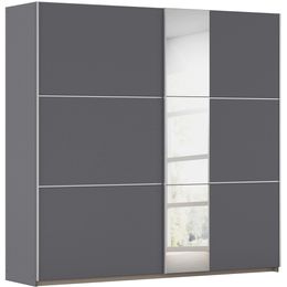 Schwebet&uuml;renschrank Rauch "Kleiderschrank Schrank Garderobe ASTANA", graumetallic, B:218cm H:210cm T:59cm, Holzwerkstoff, Schr&auml;nke, Schwebet&uuml;renschrank, mit 3 Spiegelelementen, Metallgriffleisten alufarbig MADE IN GERMANY