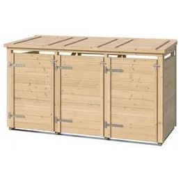 M&uuml;lltonnenbox Weka "Killarney", naturbelassen, B:230cm H:127cm T:92cm, Massivholz, Aufbewahrungsboxen, Metall pulverbeschichtet, f&uuml;r 3 M&uuml;lltonnen, BxTxH: 230x92x127 cm
