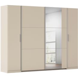 Schwebet&uuml;renschrank Rauch "Kleiderschrank Dreht&uuml;renschrank Schrank Garderobe KRONACH", champagner, griffleisten alu, mit 1 spiegel, B:268cm H:210cm T:59cm, Holzwerkstoff, Schr&auml;nke, Schwebet&uuml;renschrank, Kombischrank optional mit 1 oder 2 Spiegel viele B&ouml;den MADE IN GERMANY