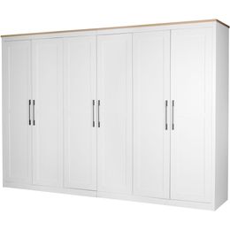 Kleiderschrank OTTO HOME "B&uuml;sum Schlafzimmer Schrank mit 6 T&uuml;ren", wei&szlig;, B:300cm H:210cm T:60cm, Holzwerkstoff, MDF, Schr&auml;nke, Kleiderschrank, Schlafzimmerschrank Landhaus Design Garderobe Schrank Bestseller