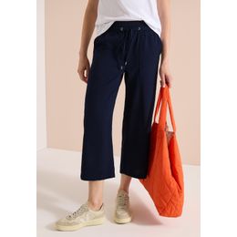 Culotte Cecil, Damen, Gr. L, L&auml;nge 24, universal blau, Web, 75% Baumwolle, 25% Modal, unifarben, loose fit 3/4-L&auml;nge, Hosen Culotte, aus Seersucker-Material