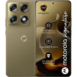 Motorola Smartphone "Signature", Energieeffizienz: A (A-G), pantone martini olive, 512 GB, Mobiltelefone, Super-HD+-Display, Corning Gorilla Glass Victus2, 90W-TurboPower