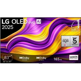 LG OLED-Fernseher "OLED83G57LW", Energieeffizienz: E (A-G), schwarz (silber, schwarz), 83 &Prime;, Fernseher