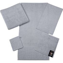 Seiftuch Ross "Cashmere feeling", grau (chromfarben), B:30cm L:30cm, Frottier, Baumwolle, Handt&uuml;cher, mit Wellen-Bord&uuml;re
