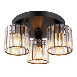 Globo LIGHTING Deckenleuchte "JORDANA", schwarz matt, &Oslash; 35cm H: 18cm, 1 Stk., Leuchten, Deckenlampe schwarz Acrylkristalle DM 35cm Wohnzimmer, Deckenleuchte