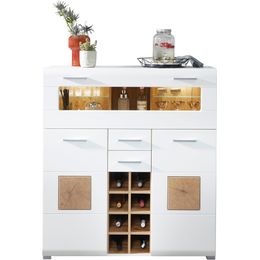 Barschrank Innostyle "FUN PLUS", wei&szlig; (wei&szlig; matt), B:120cm H:129cm T:37cm, Schr&auml;nke, Barschrank, Ma&szlig;e: 120 x 129 x 37 cm (B/H/T), mit LED-Beleuchtung