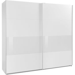 Schwebet&uuml;renschrank wimex "Bramfeld Kleiderschrank", wei&szlig; (wei&szlig;, absetzung wei&szlig;glas), B:225cm H:208cm T:64cm, Schr&auml;nke, Schwebet&uuml;renschrank, mit Glaselementen und zus&auml;tzlichen Einlegeb&ouml;den