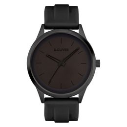 Quarzuhr s.Oliver "Sport Silicone", schwarz, schwarz, Armbanduhren, Herren, Quarzuhr, Armbanduhr, Herrenuhr, Silikonarmband, analog