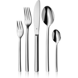 Besteck-Set WMF "Miami in eleganter Optik, ergonomische Haptik, Wellenschliff-Messer", silber (edelstahlfarben), 60 Stk., Cromargan Edelstahl Rostfrei 18/10, Essbesteck-Sets, sp&uuml;lmaschinengeeignet, s&auml;uregeeignet, hochwertiger Besteckkasten, Topseller