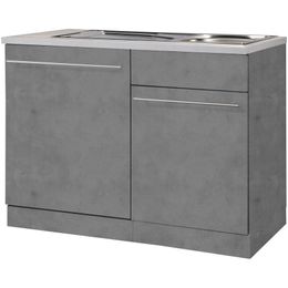 Wiho-K&uuml;chen Sp&uuml;lenschrank WIHO K&Uuml;CHEN "Chicago", grau (front und korpus: betonfarben, arbeitsplatte: canvas grau), B:110cm H:85cm T:60cm, Schr&auml;nke, Sp&uuml;lenschrank, 110 cm breit, inkl. T&uuml;r/Sockel f&uuml;r Geschirrsp&uuml;ler
