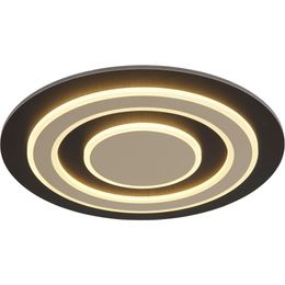 Globo LIGHTING Deckenleuchte "JAYDEN", schwarz matt, 1, &Oslash; 48cm H: 5,2cm, 1 Stk., Leuchten, Deckenleuchte Schwarz/MDF, Champagner, Opalglas, LED 40W, Deckenleuchte