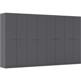 Dreht&uuml;renschrank Rauch "Kleiderschrank Schrank Garderobe OTELI inkl. Inneneinteilung", graumetallic, B:360cm H:210cm T:54cm, Holzwerkstoff, Schr&auml;nke, Dreht&uuml;renschrank, mit zus&auml;tzlichen Einlegeb&ouml;den, optional mit Spiegel MADE IN GERMANY