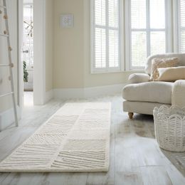 Teppich FLAIR RUGS "SCULPTURED BLOCKS", wei&szlig;, B:80cm H:14mm L:300cm, Oberfl&auml;che: 67% Wolle, 33% Polyester. R&uuml;ckseite: 47% Baumwolle, 32% Polyester, 21% Viskose, Teppiche, Teppich