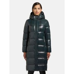 Steppmantel Khujo "Shane2-YM", Damen, Gr. XL (42), gr&uuml;n, Obermaterial: 100% Nylon. Innenfutter: 100% Nylon. Wattierung: 100% Polyester, tailliert ca. Mitte Oberschenkel, hoch geschlossener Ausschnitt, &Auml;rmel ohne &Auml;rmelschlitz B&uuml;ndchen, M&auml;ntel Steppmantel, Gl&auml;nzender Damen Wintermantel mit (abnehmbarer) Kapuze