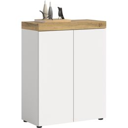 Schuhschrank OTTO HOME "MAMBO, Breite 77cm, stehend & h&auml;ngend, push-2-open", platin wei&szlig;, wotan eiche nachbildung, B:77cm H:99cm T:37cm, FSC-zertifizierter Holzwerkstoff, Schr&auml;nke, Schuhschrank, Schuhschrank, Schuhkommode, Flur, Diele