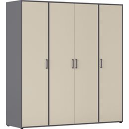 Kleiderschrank Rauch "VOYAGER Garderobe W&auml;scheschrank Schlafzimmer", beige (champagner), graumetallic, griffe graumetallic, B:187cm H:194cm T:53cm, Holzwerkstoff, Schr&auml;nke, Kleiderschrank, mit 2 modernen Griffvarianten, viel Stauraum MADE IN GERMANY