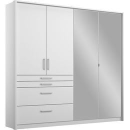 Dreht&uuml;renschrank Rauch "Kleiderschrank Schrank Garderobe Garderobenschrank HOMBURG", wei&szlig; (alpinwei&szlig;, hochglanz wei&szlig;), B:181cm H:197cm T:54cm, Holzwerkstoff, Schr&auml;nke, Dreht&uuml;renschrank, inkl. Passepartout, oberer Schubkasten mit Einteilung MADE IN GERMANY