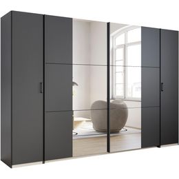 Schwebet&uuml;renschrank Rauch "Kleiderschrank Dreht&uuml;renschrank Schrank Garderobe KRONACH", grau (graumetallic, griffleisten grau, mit 2 spiegel), B:311cm H:210cm T:59cm, Holzwerkstoff, Schr&auml;nke, Schwebet&uuml;renschrank, Kombischrank optional mit 1 oder 2 Spiegel viele B&ouml;den MADE IN GERMANY