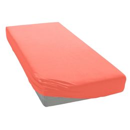 Spannbettlaken OTTO HOME "BLACKBERRY in BASIC und PREMIUM Qualit&auml;t, 100% Baumwolle", orange (koralle), B:160cm L:200cm, Jersey (110 g/m&sup2;), Obermaterial: 100% Baumwolle, Bettlaken, Spannbettlaken, f&uuml;r hohe Matratzen bis 28 cm, Bettlaken, Spannbetttuch, pflegeleicht, Topseller
