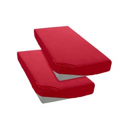 Spannbettlaken OTTO HOME "BLACKBERRY in BASIC und PREMIUM Qualit&auml;t, 100% Baumwolle", rot, B:90cm L:200cm, Jersey (110 g/m&sup2;), Obermaterial: 100% Baumwolle, Bettlaken, Spannbettlaken, f&uuml;r hohe Matratzen bis 28 cm, Bettlaken, Spannbetttuch, pflegeleicht, Topseller