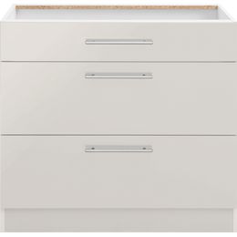 Wiho-K&uuml;chen Unterschrank WIHO K&Uuml;CHEN "Cali", beige (front und korpus: cashmere), B:90cm H:82cm T:57cm, Schr&auml;nke, Unterschrank, 90 cm breit, mit 2 gro&szlig;en Ausz&uuml;gen ohne Arbeitsplatte