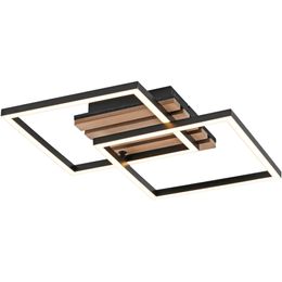 JUST LIGHT LED Deckenleuchte "AKUSTIKA", holz, natur, 1, H: 8,3cm, 1 Stk., Leuchten, Eichenfurnier und schwarz, Rahmen drehbar, LED Deckenleuchte