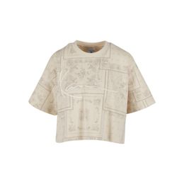T-Shirt Karl Kani "Karl Kani Signature Paisley Crop T-Shirt", Damen, Gr. M, beige, 100% Baumwolle, loose fit, Rundhals, Shirts T-Shirt