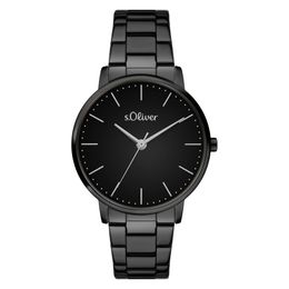Quarzuhr s.Oliver "Modern Basics", schwarz, Armbanduhren, Damen, Quarzuhr, Armbanduhr, Damenuhr, Edelstahlarmband, analog