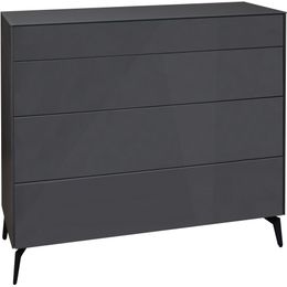 M&auml;usbacher Kommode M&Auml;USBACHER "Imola", grau (anthrazit matt lack, glas anthrazit glanz), B:121cm H:102cm T:42cm, Sideboards, Kommode, 2-Schubladen Kommode