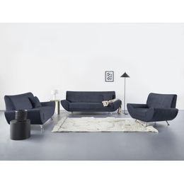 Polstergarnitur Home Affaire "Saltare elegant & komfortabel,, 3-2-1, bequem, Designfu&szlig;", blau (dunkelblau), H:78cm T:82cm, 100% Polyester, Sitzm&ouml;bel-Sets