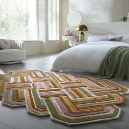 Teppich FLAIR RUGS "LATTICE SHAPED WOOL", lila, B:140cm H:6mm L:200cm, Oberfl&auml;che: 100% Wolle. R&uuml;ckseite: 100% Baumwolle, Teppiche, Teppich