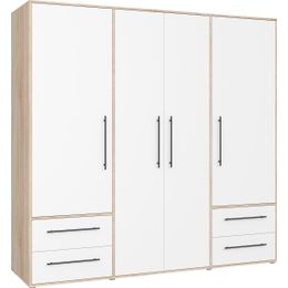 Kleiderschrank FORTE "Mokkaris, zeitloses Design, 3&ndash;4 T&uuml;ren, Made in Europe", wei&szlig; (eiche sonoma, wei&szlig;), B:205,9cm H:200,1cm T:58,8cm, Holzwerkstoff, Schr&auml;nke, Kleiderschrank, Topseller