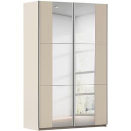 Schwebet&uuml;renschrank Rauch "Kleiderschrank Dreht&uuml;renschrank Schrank Garderobe KRONACH", champagner, griffleisten alu, 2 spiegel, B:131cm H:210cm T:59cm, Holzwerkstoff, Schr&auml;nke, Schwebet&uuml;renschrank, optional ohne, mit 1 oder 2 Spiegel, viel Stauraum MADE IN GERMANY