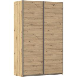 Schwebet&uuml;renschrank Rauch "Kleiderschrank Dreht&uuml;renschrank Schrank Garderobe KRONACH", braun (eiche artisan, griffleisten grau), B:131cm H:210cm T:59cm, Holzwerkstoff, Schr&auml;nke, Schwebet&uuml;renschrank, optional ohne, mit 1 oder 2 Spiegel, viel Stauraum MADE IN GERMANY