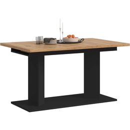 Esstisch Home Affaire "GERO, 140-190 cm, 2-fach ausziehbar, S&auml;ulengestell", schwarz, artisan eiche nachbildung, H:76cm, Tische, Esstisch, Tisch, Esstisch, Esszimmer, Esszimmertisch, K&uuml;chetisch, Bartisch