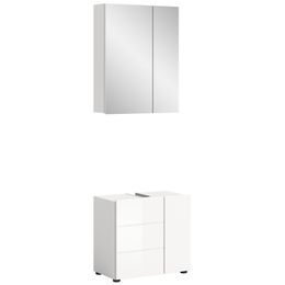 Badm&ouml;bel-Set Welltime "BIEL, 2 teilig, inkl. Beleuchtung, MDF Front, Rillenoptik", wei&szlig;, B:60cm H:190cm T:34cm, Holzwerkstoff, Kastenm&ouml;bel-Sets, Badm&ouml;bel-Set, Badm&ouml;bel, Kombination, Kombi, Badezimmer, Badkombination, Badschrank