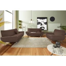 Polstergarnitur Home Affaire "Saltare elegant & komfortabel,, 3-2-1, bequem, Designfu&szlig;", braun (dunkelbraun), H:78cm T:82cm, Sitzm&ouml;bel-Sets